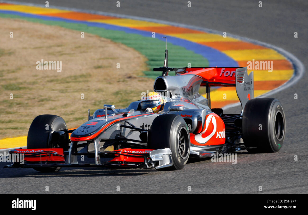British Formula One driver Lewis Hamilton of McLaren shown in action ...