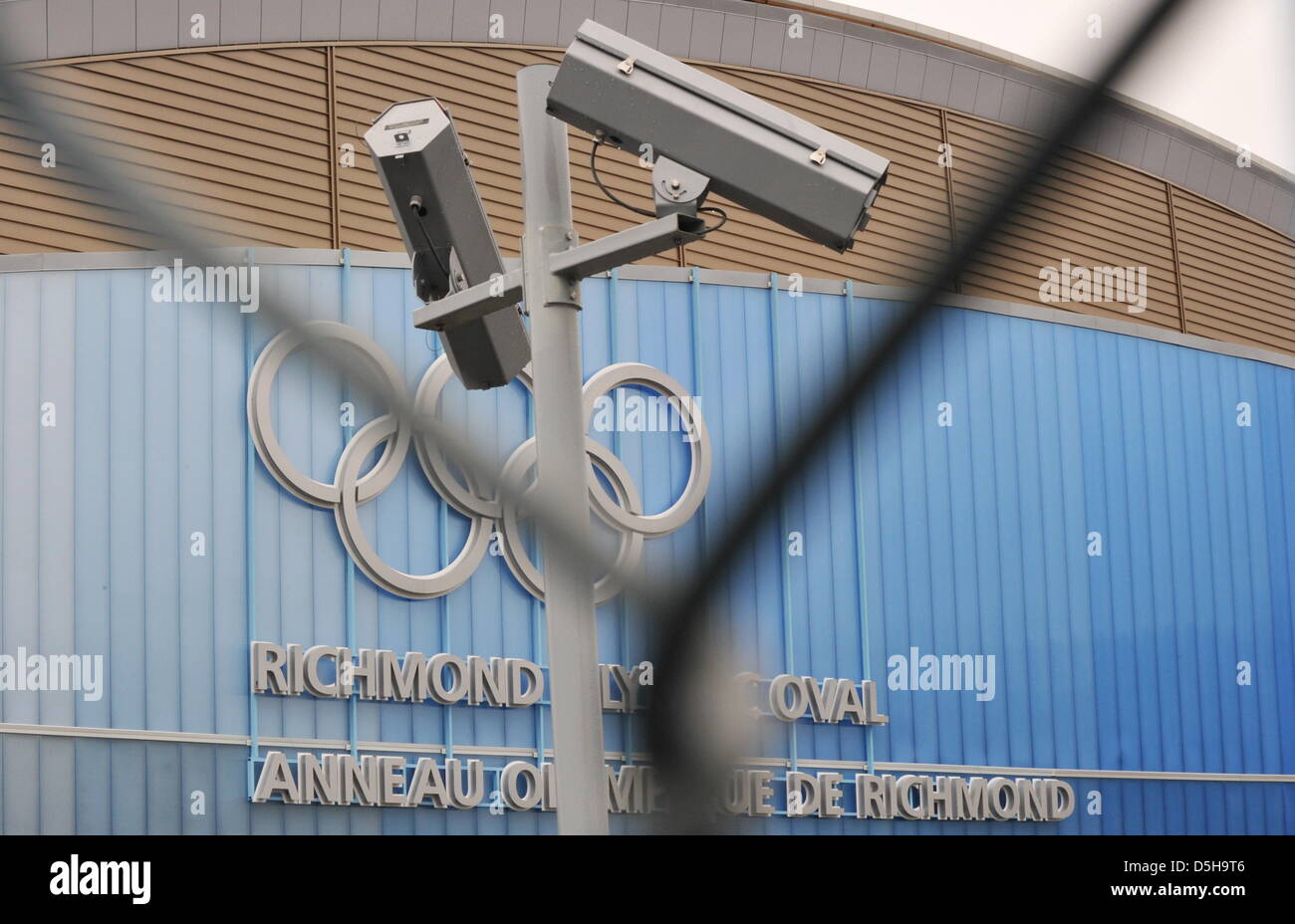 Surveillance cameras pictured in front of the ice speed skating hall ...