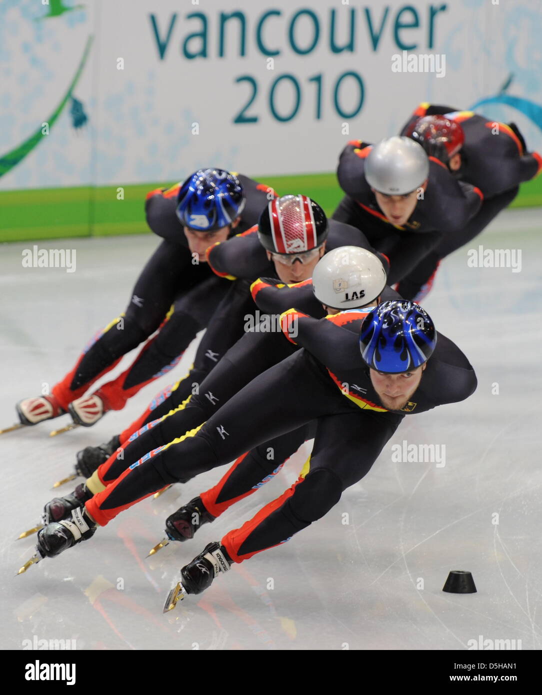 Germanyøs short tracker Paul Herrmann leads the pack during the short ...