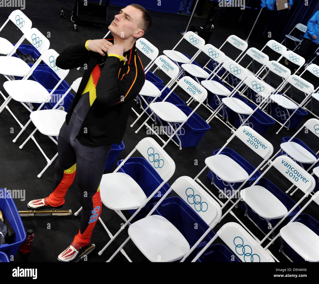 German short tracker Robert Seifert prepares for the practise at ...