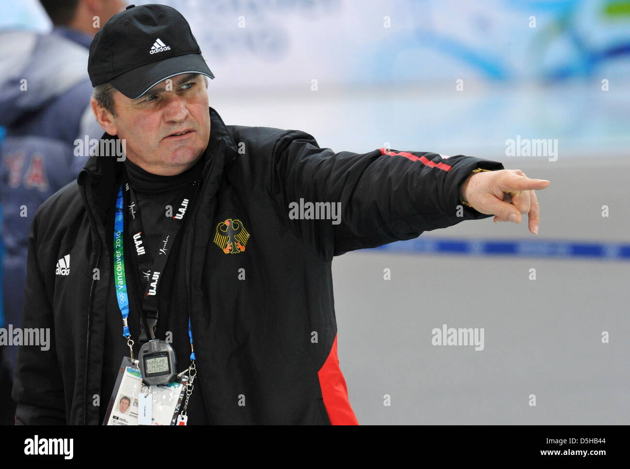 German speed skating coach Markus Eicher gestures during a training ...