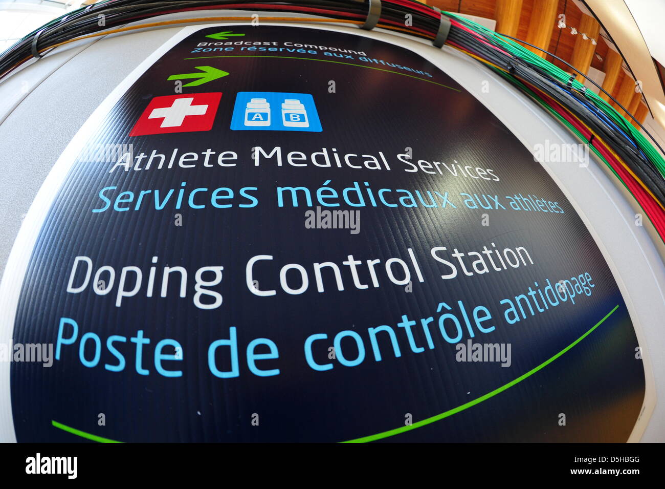 A sign indicates the Doping Control Station at Vancouver Olympic Centre ...