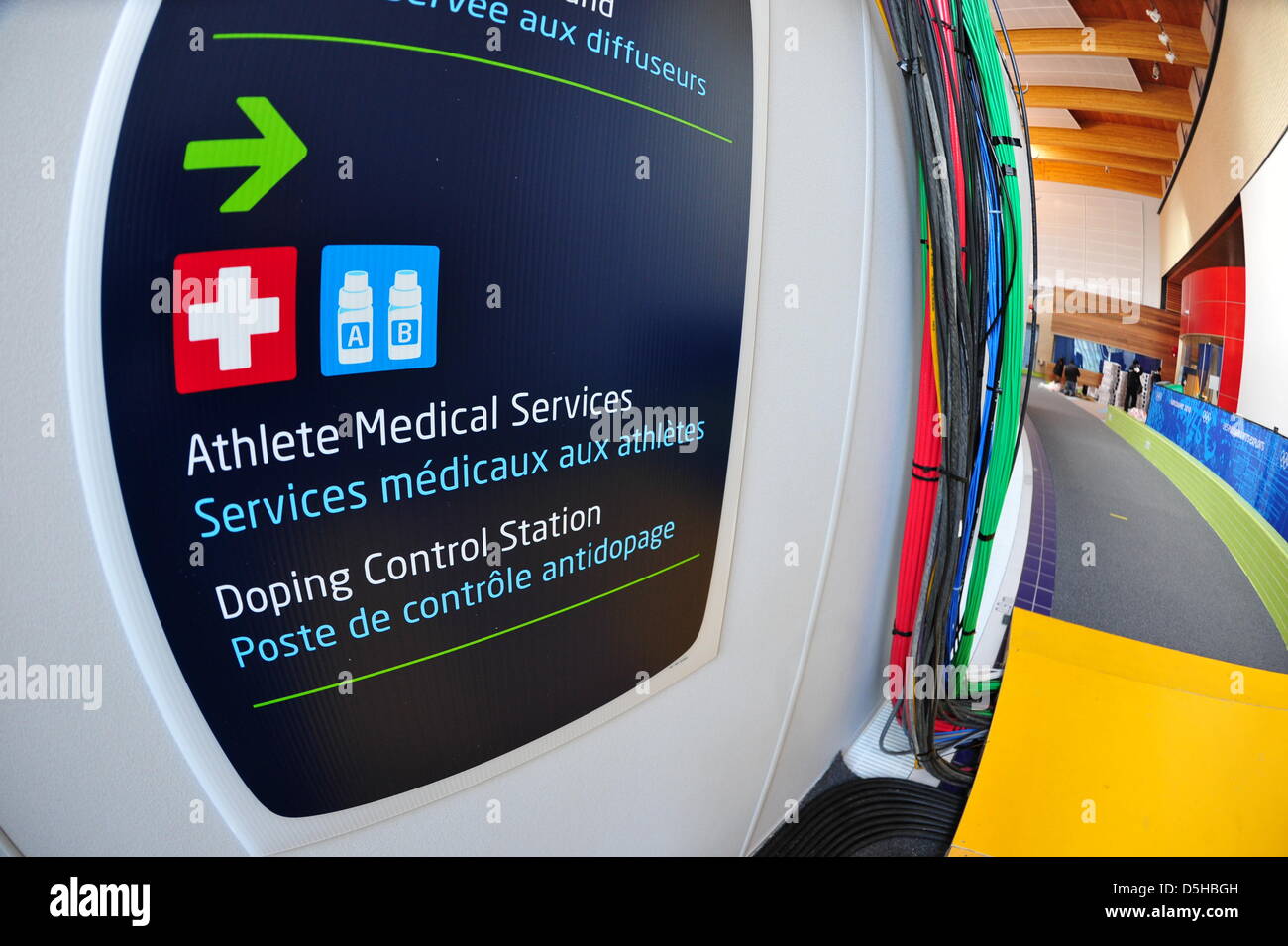 A sign indicates the Doping Control Station at Vancouver Olympic Centre ...