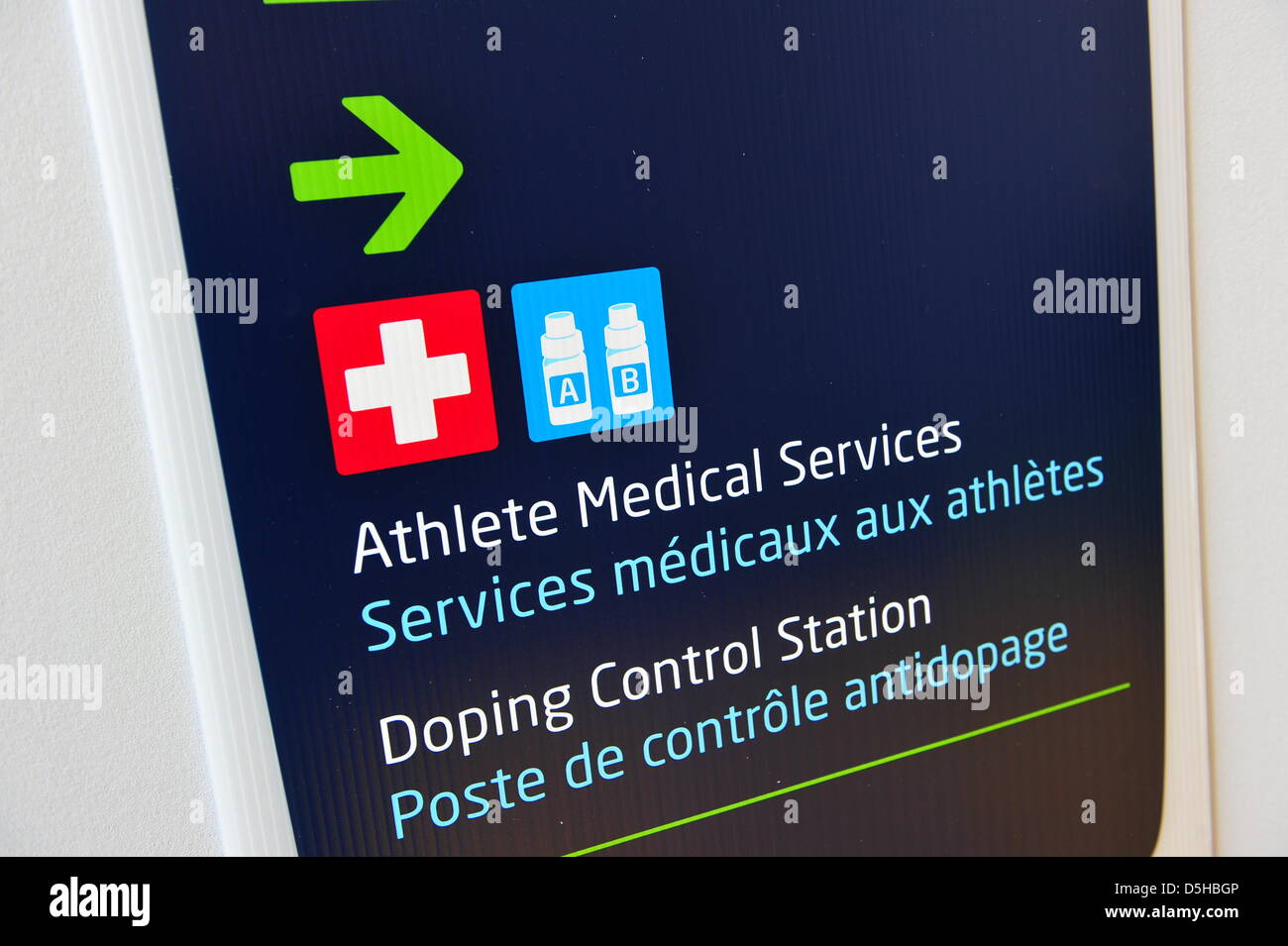 A sign indicates the Doping Control Station at Vancouver Olympic Centre ...