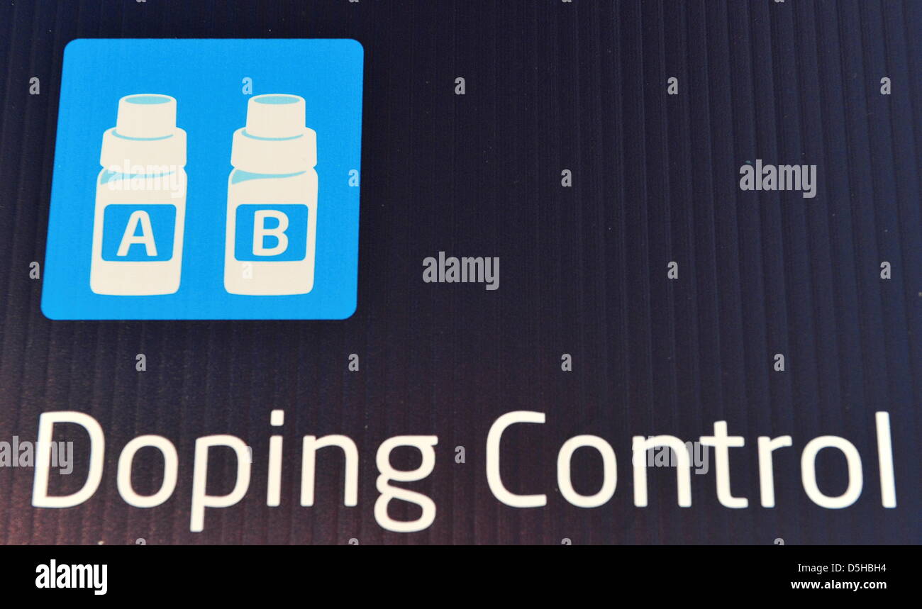 A sign indicates the way to a Doping Control Station at Vancouver ...