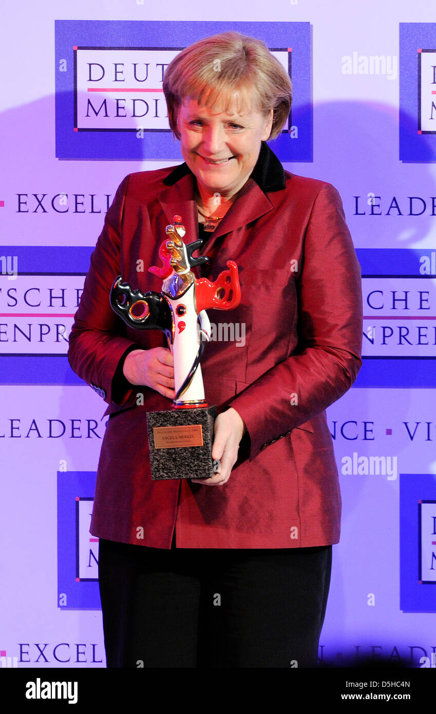 German Chancellor Angela Merkel is honoured with the German Media Award ...