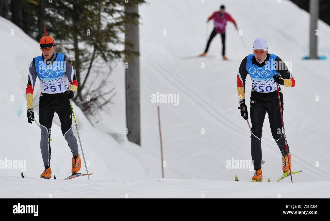 Tim Tscharnke (R) of Germany and team mate Jens Filbrich in action ...