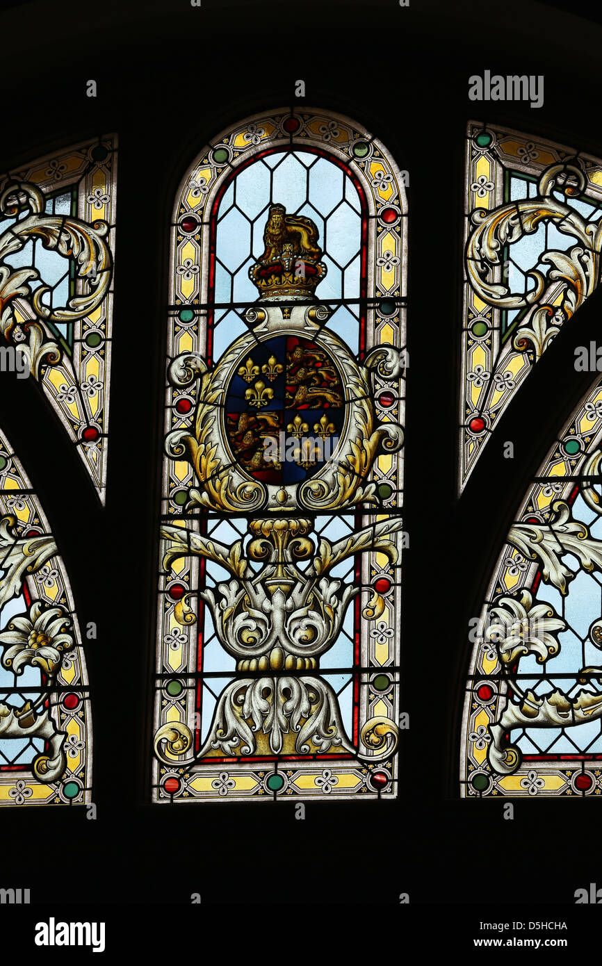 detail of the stained glass window in the Great Hall. The newly opened ...