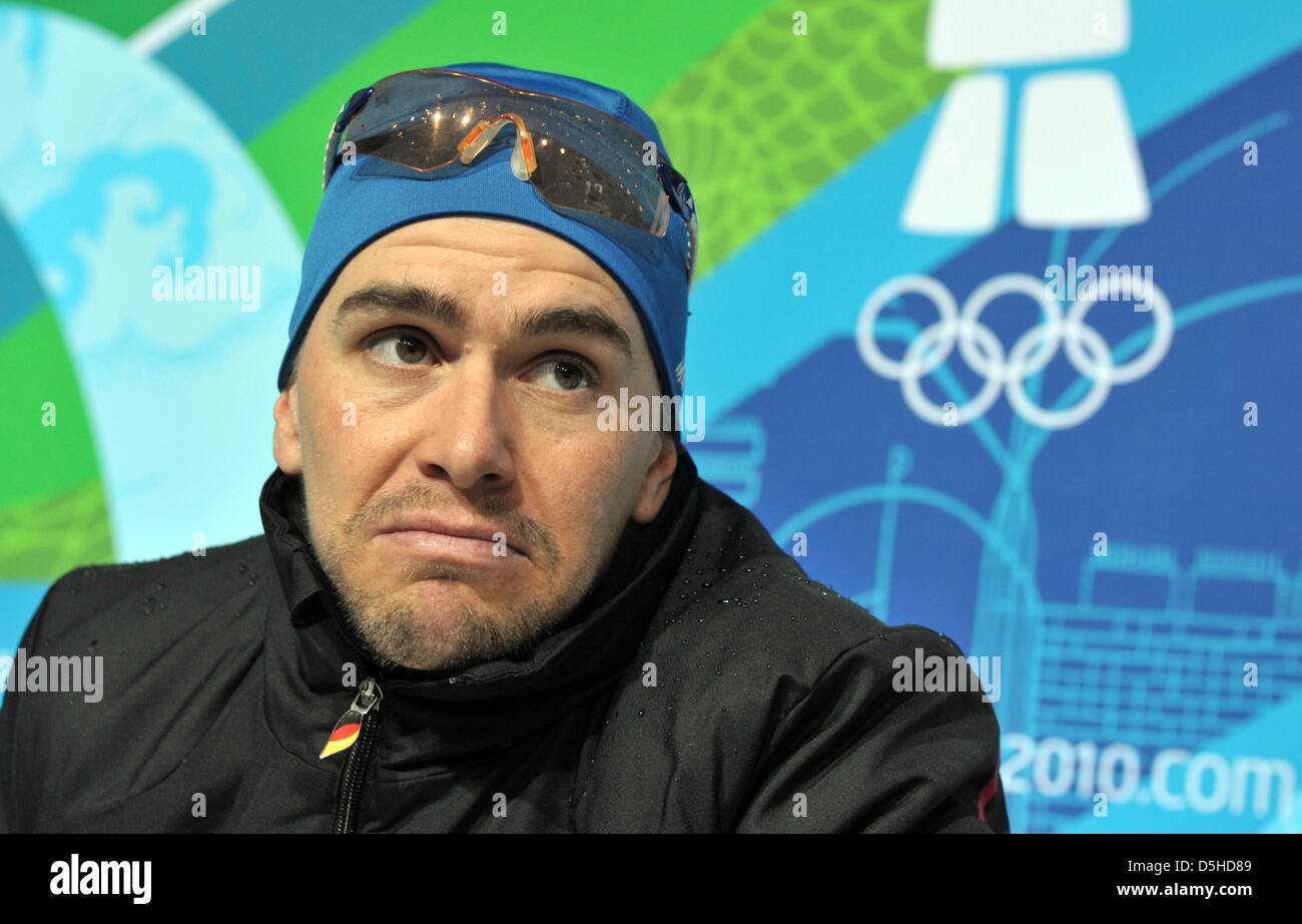 Michael Greis of Germany is seen during a press conference at the ...