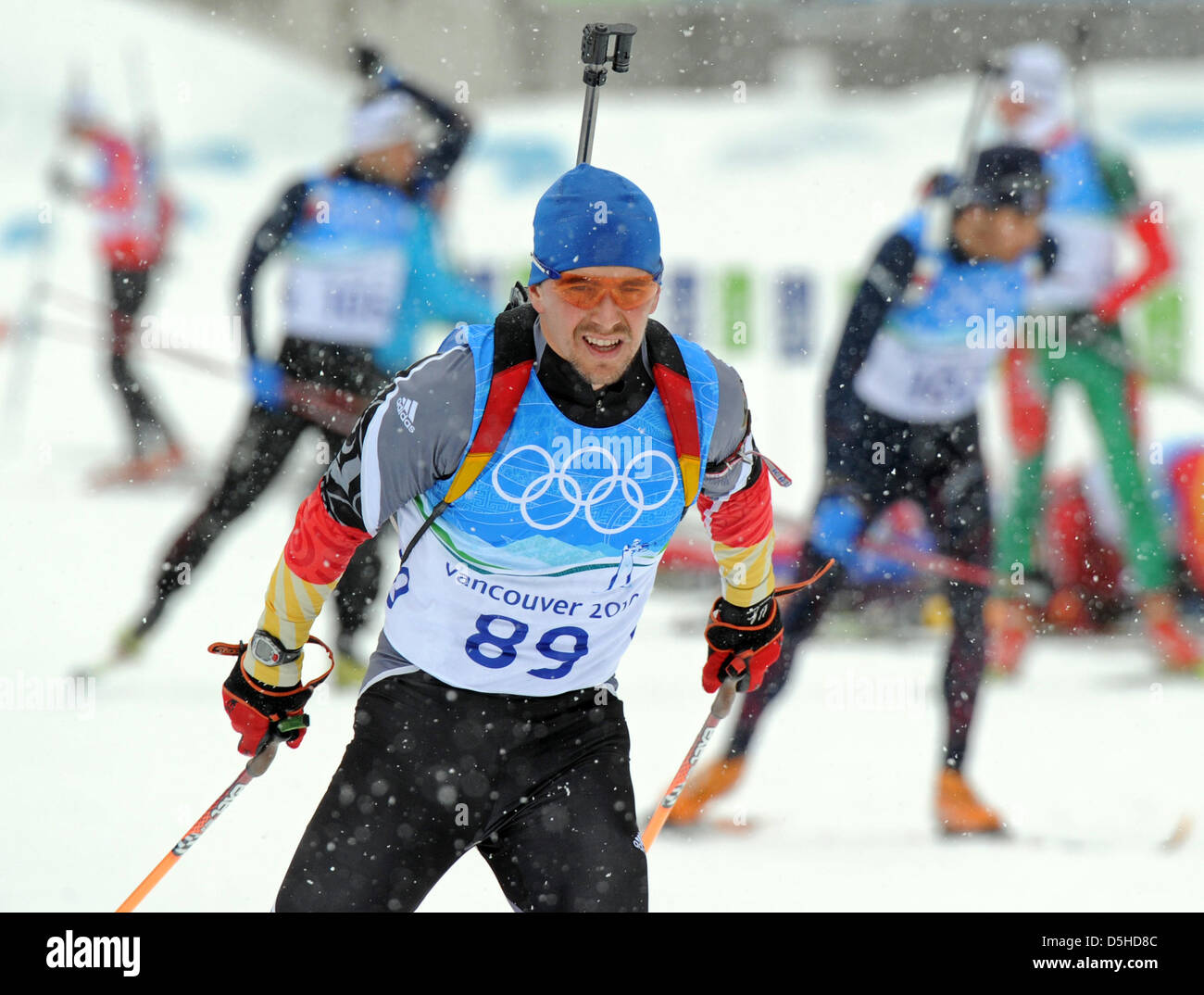 Michael Greis of Germany in action during the Men`s Biathlon training ...