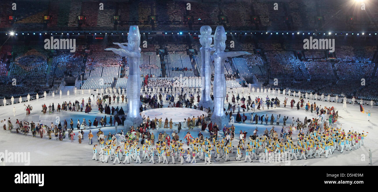 German athletes wave their flags during the Opening Ceremony of the ...