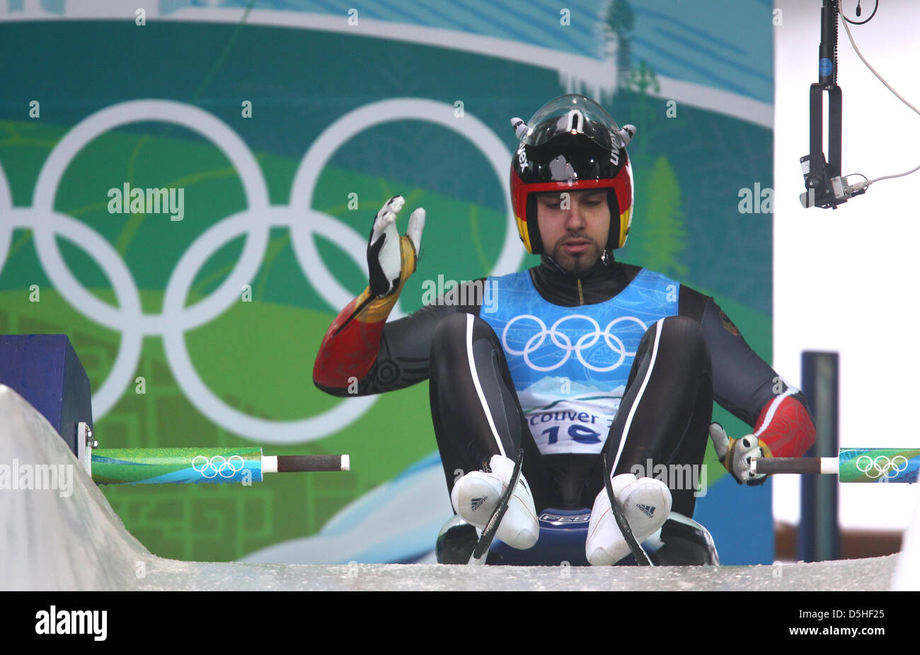 David Moeller of Germany prepares himself for the first run of the ...