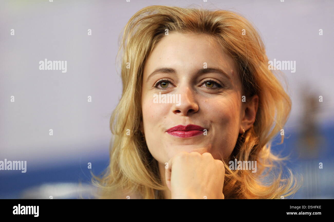 US actress Greta Gerwig attends a press conference for the film ...