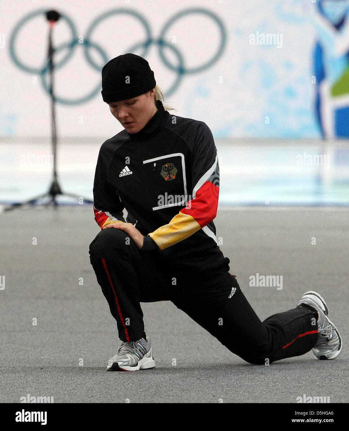 Stephanie Beckert of Germany warms up before the Speed Skating women's ...