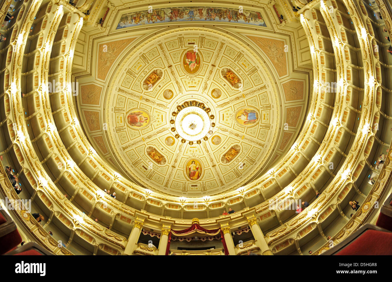 The festive concert hall of Dresden's Semper Opera seen brightly ...
