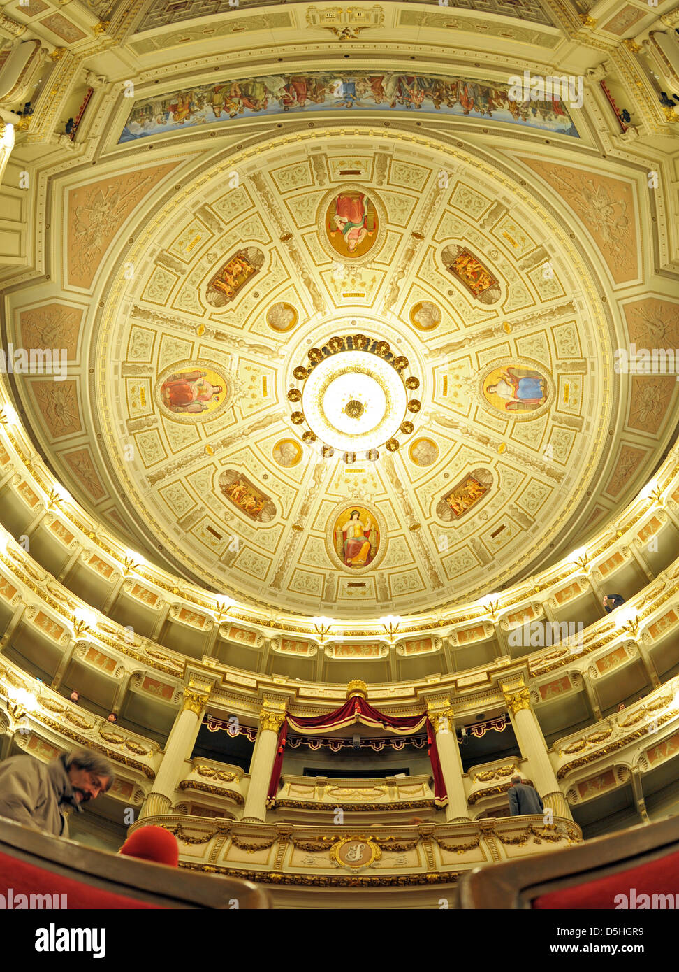 The festive concert hall of Dresden's Semper Opera seen brightly ...