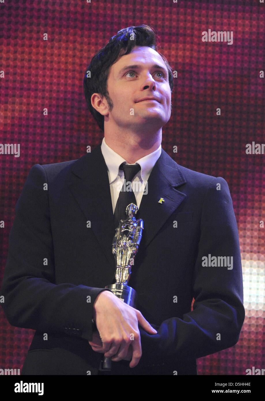 Edward Hogg (United Kingdom) holds his Shooting Star trophy 2010 during ...