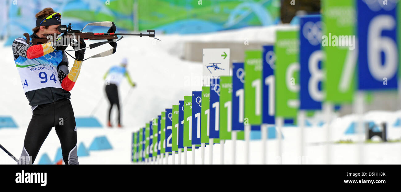 Simon Schempp of Germany during the Biathlon Men's training at Olympic ...