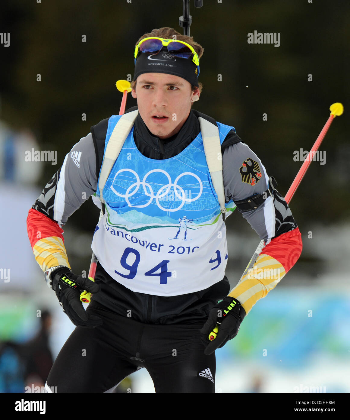 Simon Schempp of Germany during the Biathlon Men's training at Olympic ...
