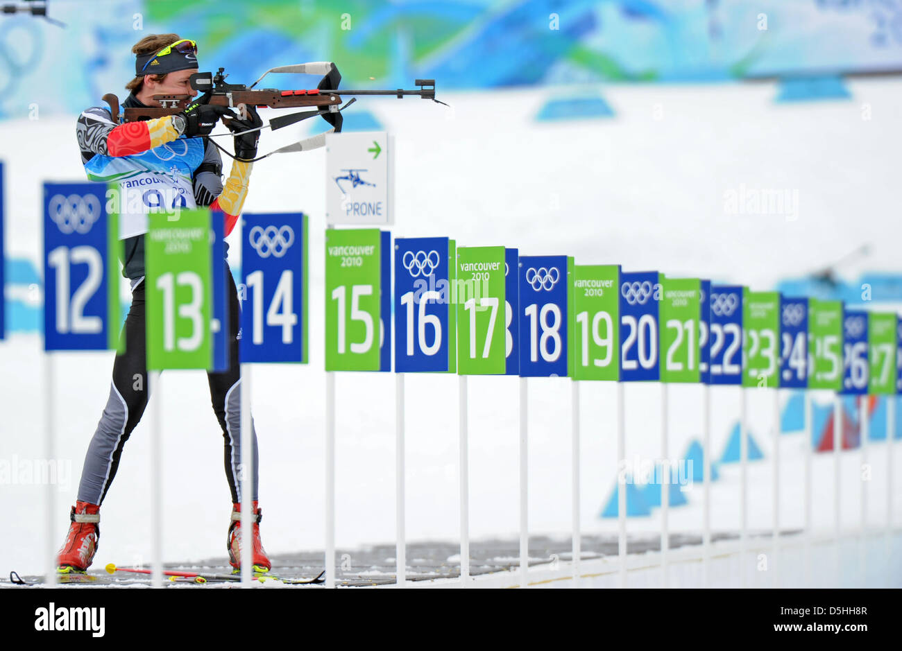 Simon Schempp of Germany during the Biathlon Men's training at Olympic ...