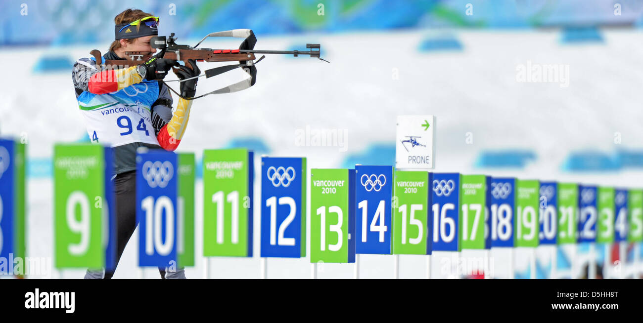 Simon Schempp of Germany during the Biathlon Men's training at Olympic ...