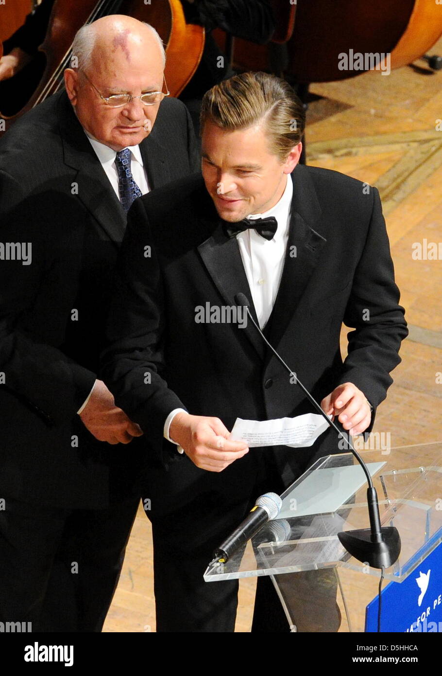 US actor Leonardo DiCaprio (R) and Former Soviet President Mikhail ...