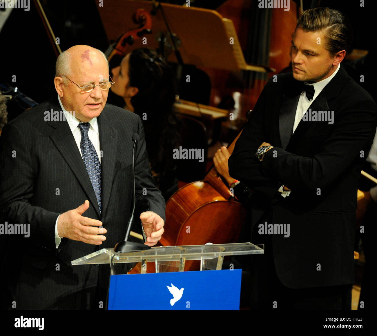 US actor Leonardo DiCaprio (R) and former Soviet president Mikhail ...