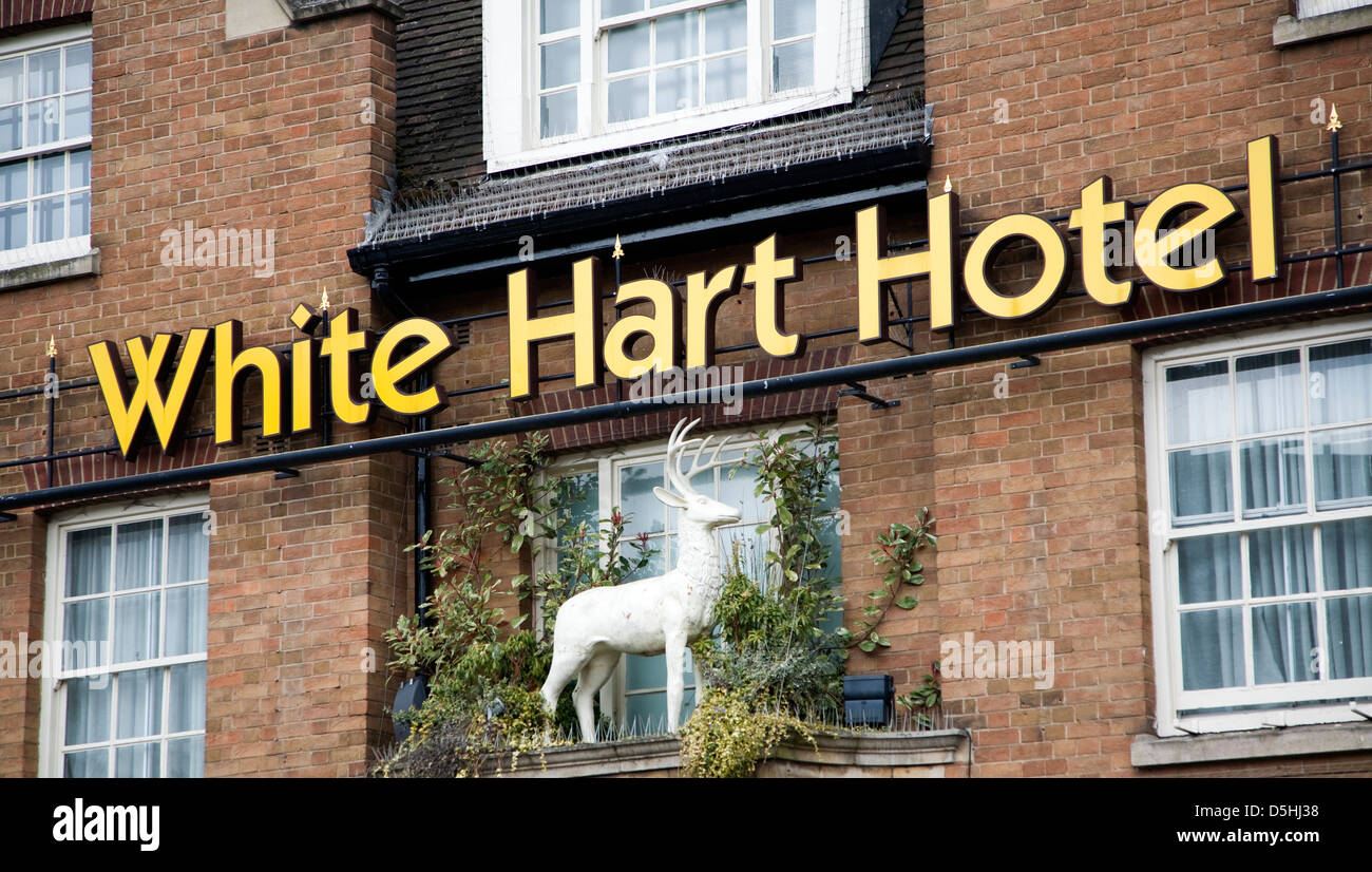 Sign for White Hart hotel, Newmarket, Suffolk, England Stock Photo - Alamy