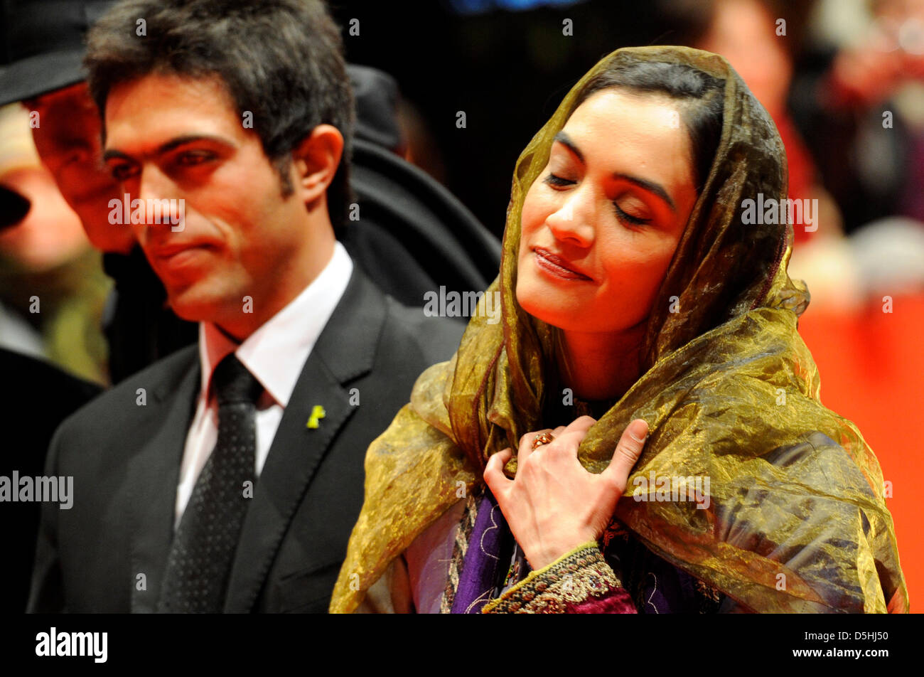 Iranian actress Mitra Hajjar and Hassan Ghal'e Noui arrive for the premiere of the film 'The ...