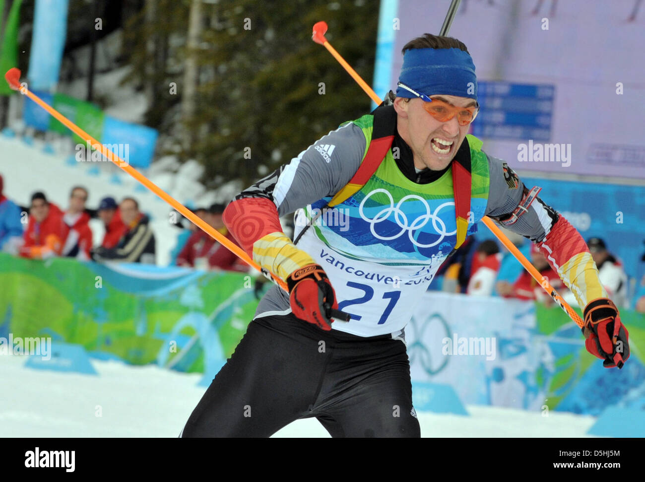 Michael Greis of Germany in action during the Biathlon men's 12,5 km ...