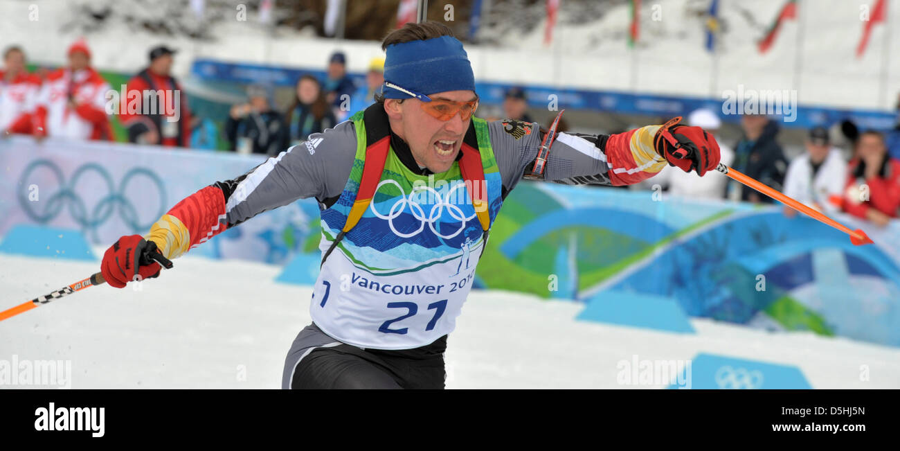 Michael Greis of Germany in action during the Biathlon men's 12,5 km ...