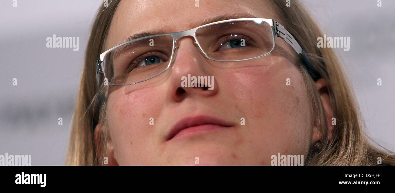 Speed Skater Jenny Wolf of Germany is seen during a press conference in ...