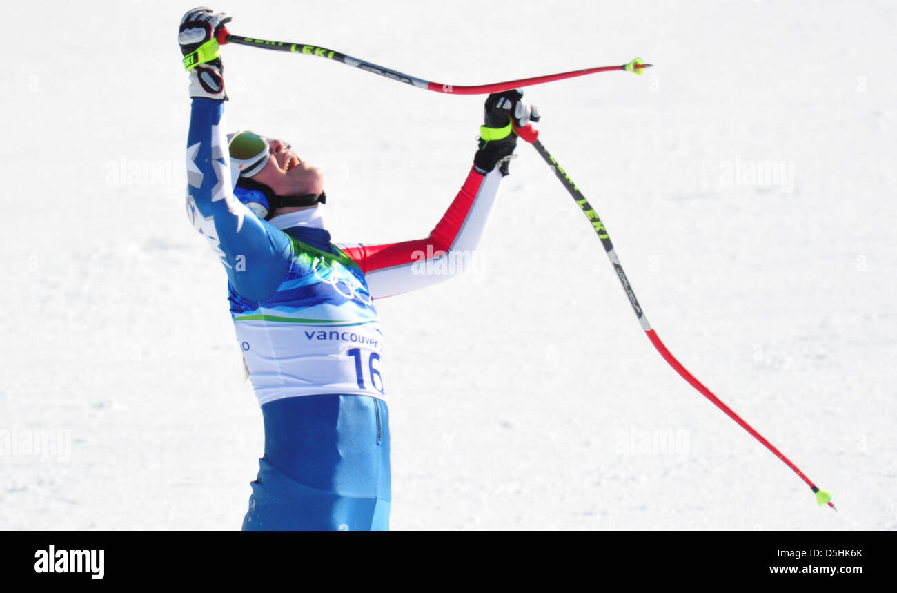 Lindsey Vonn of USA jubilates after her race winning gold medal at ...