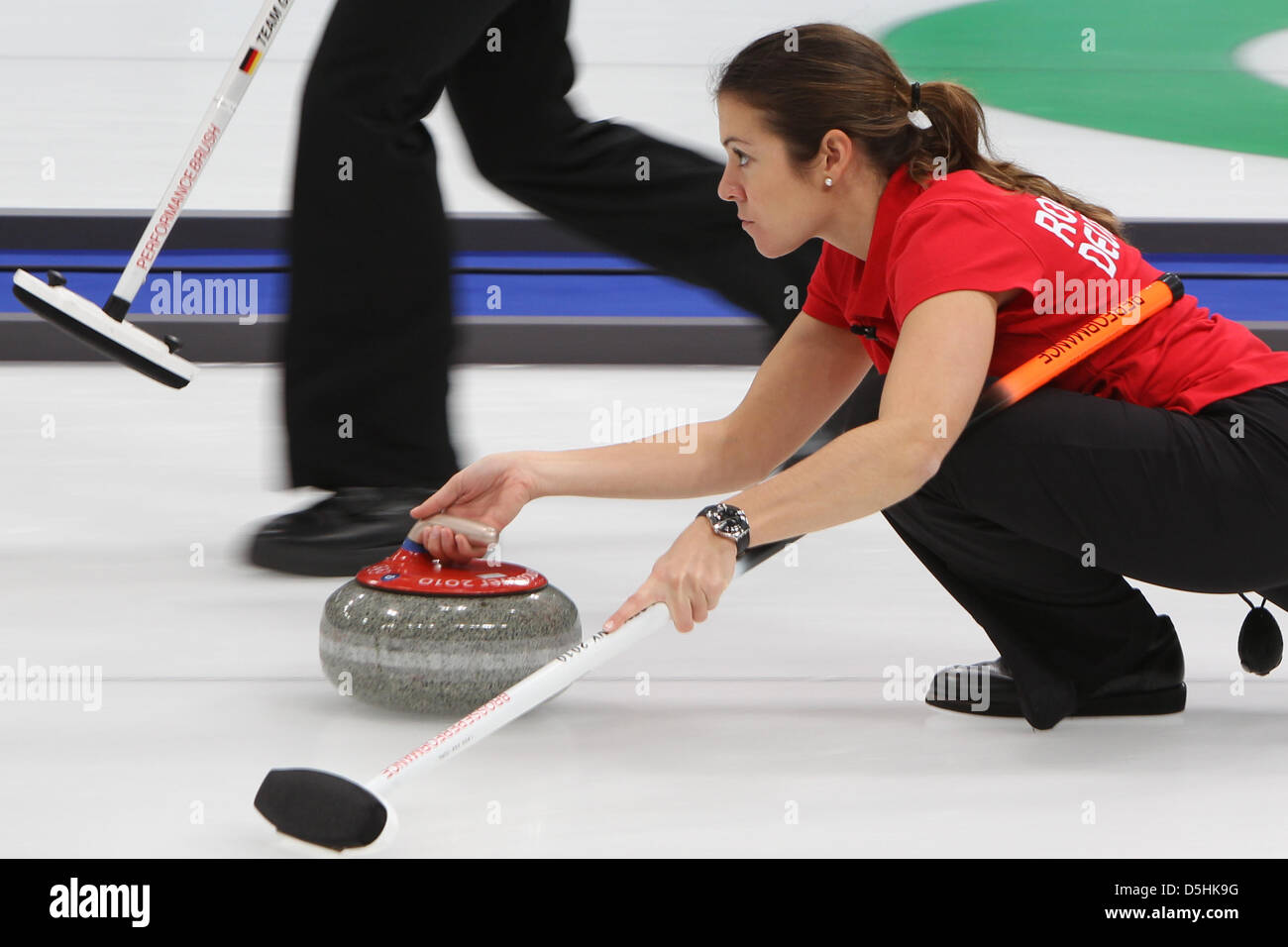 Germany's Melanie Robillard guides her stone during the Vancouver 2010 ...