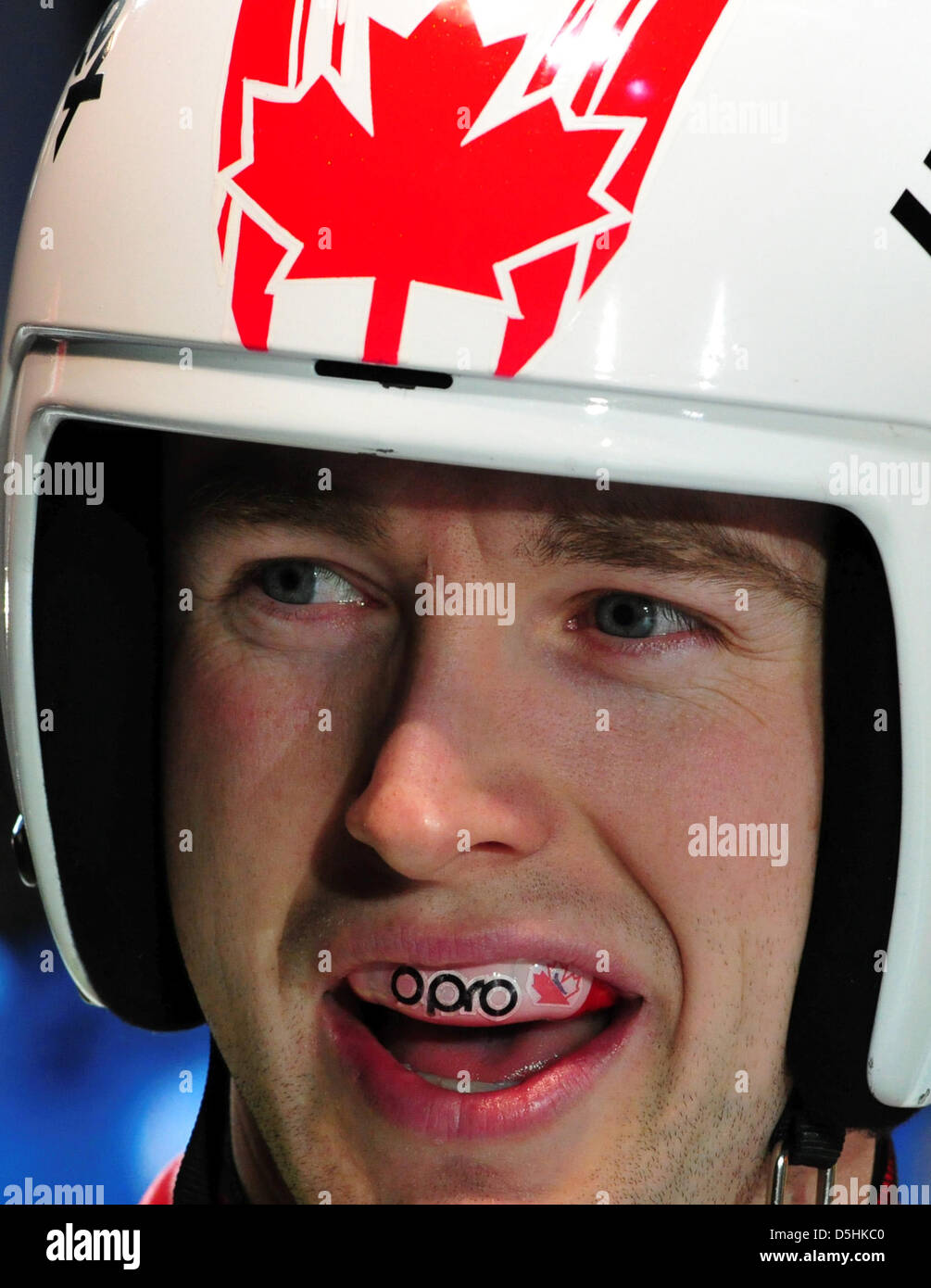 Mike Moffat of Canada smiles in the finish area during Men's Luge ...