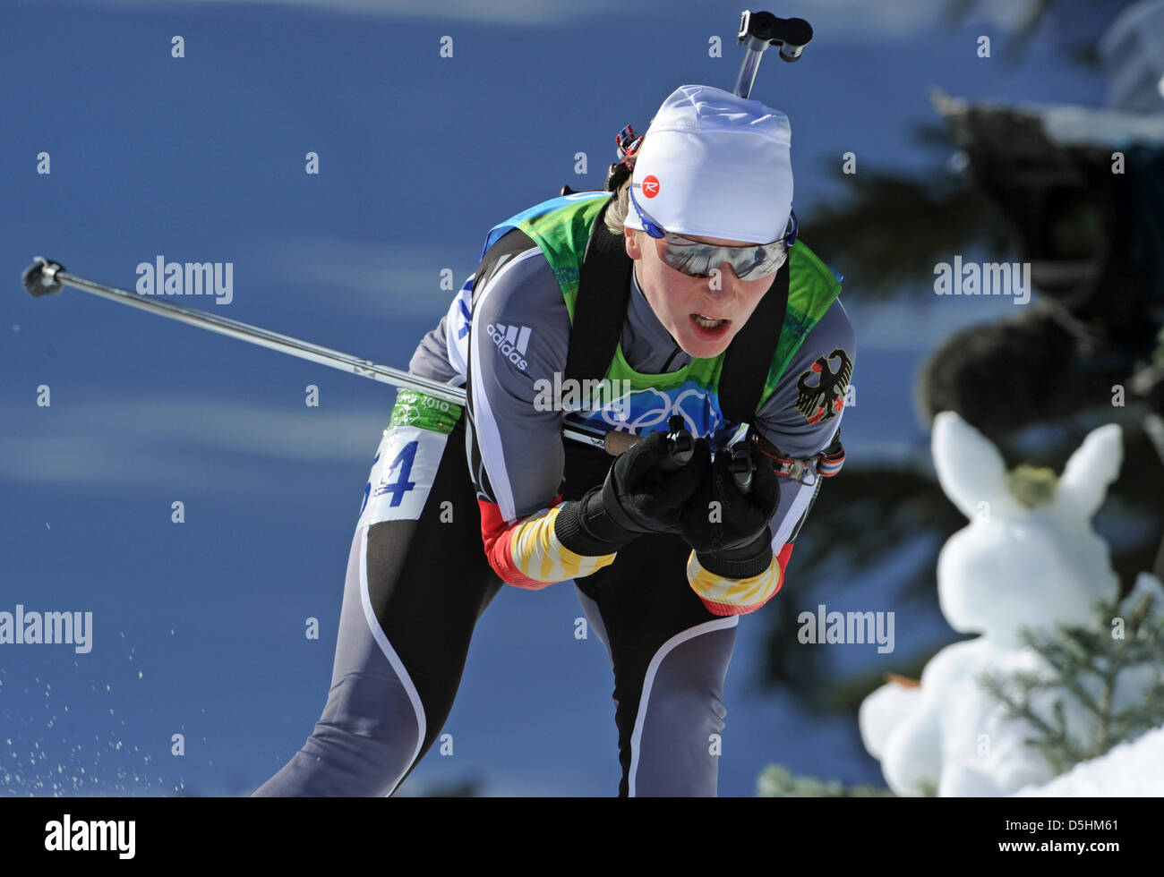 Martina Beck of Germany in action during the Biathlon women's 15 km ...