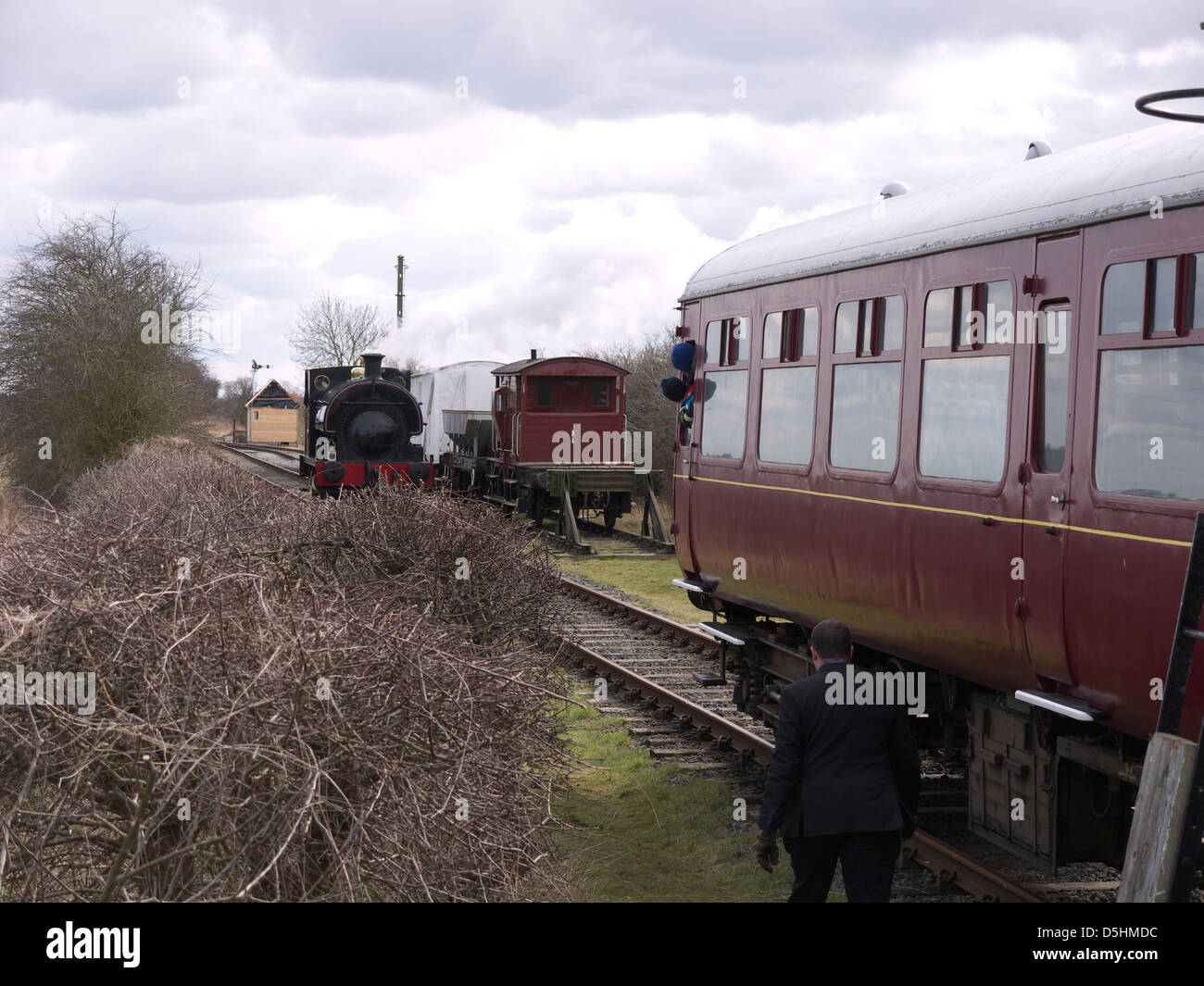 Steam saddle tank loco "running round" to return train from North ...