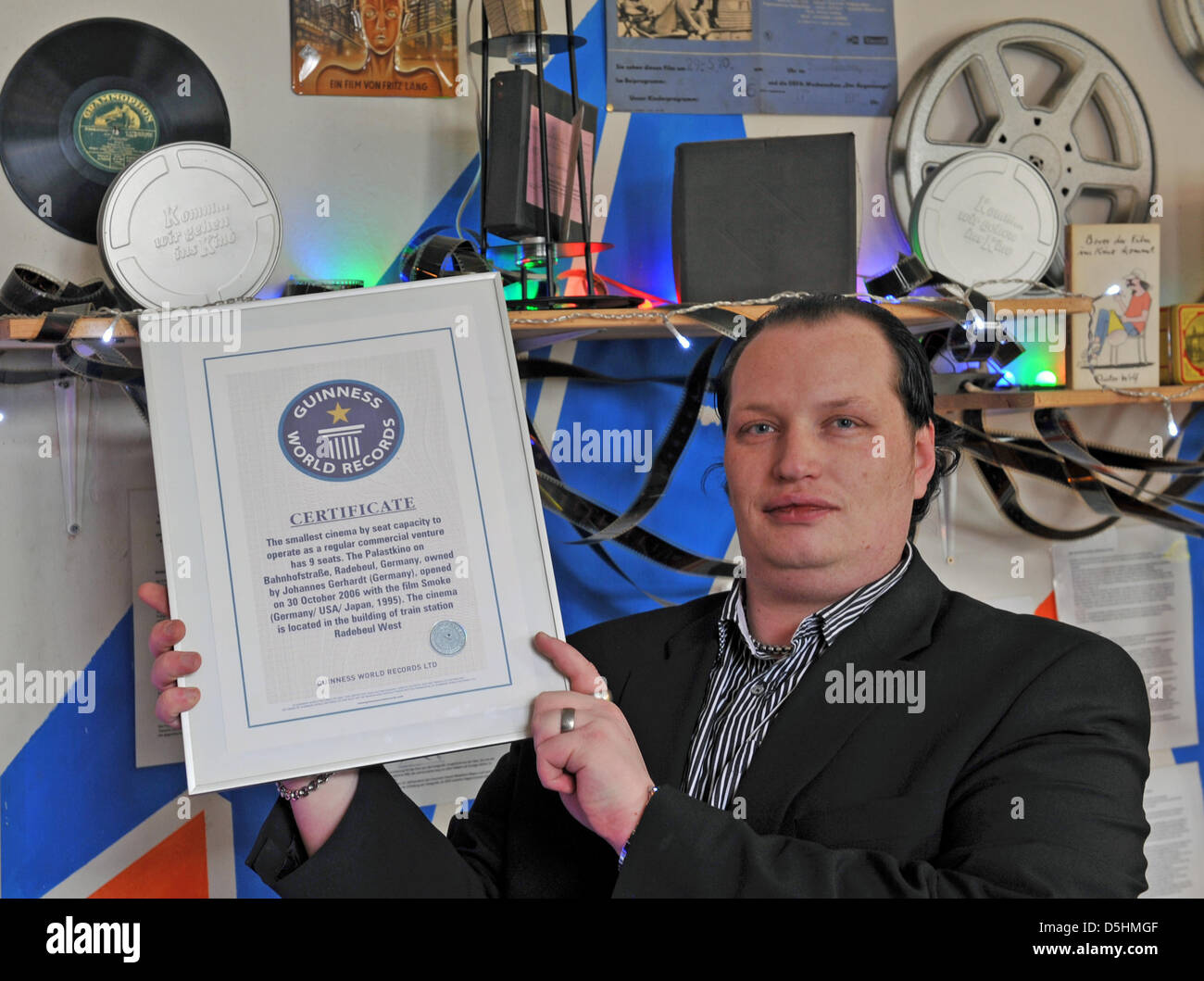 Johannes Gerhardt sits in the world's smallest commercial cinema in ...