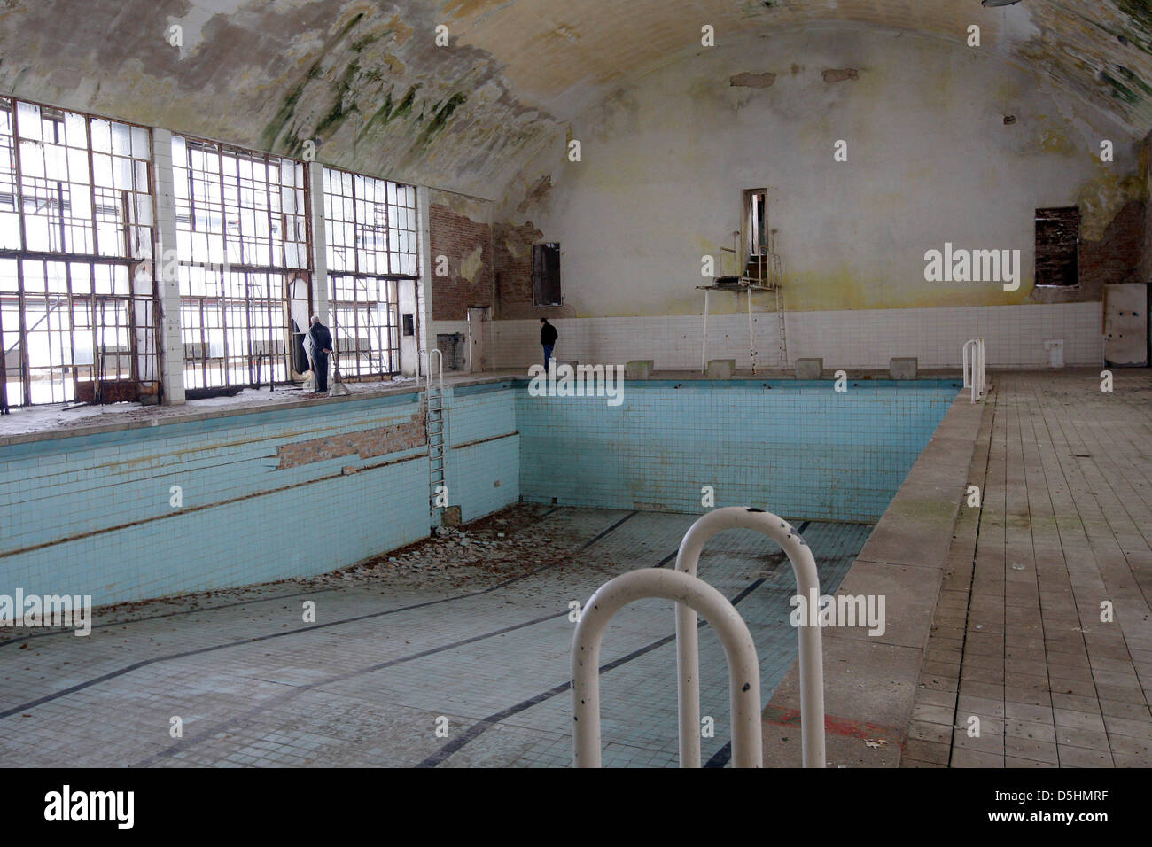 View into the former swimming hall of the Berlin 1936 Summer Olympics ...