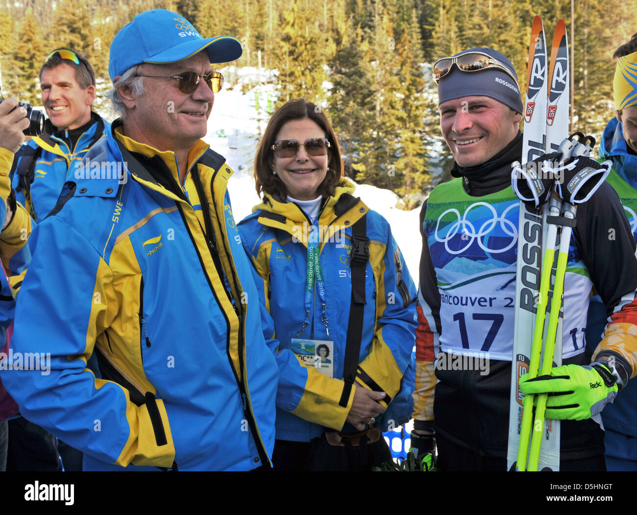 Sweden's King Carl Gustav and Queen Silvia congratulate Tobias Angerer ...