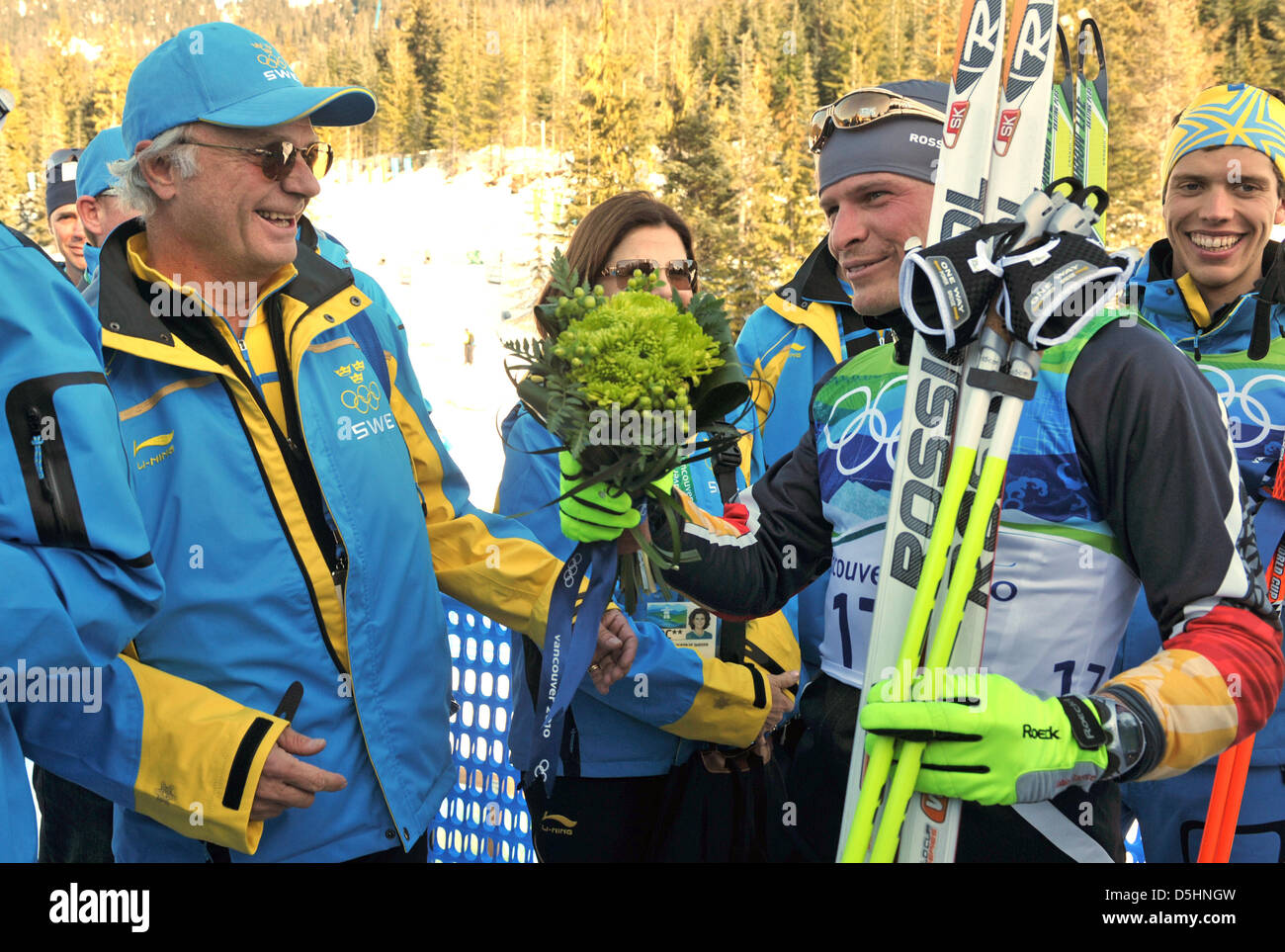 Sweden's King Carl Gustav and Queen Silvia congratulate Tobias Angerer ...