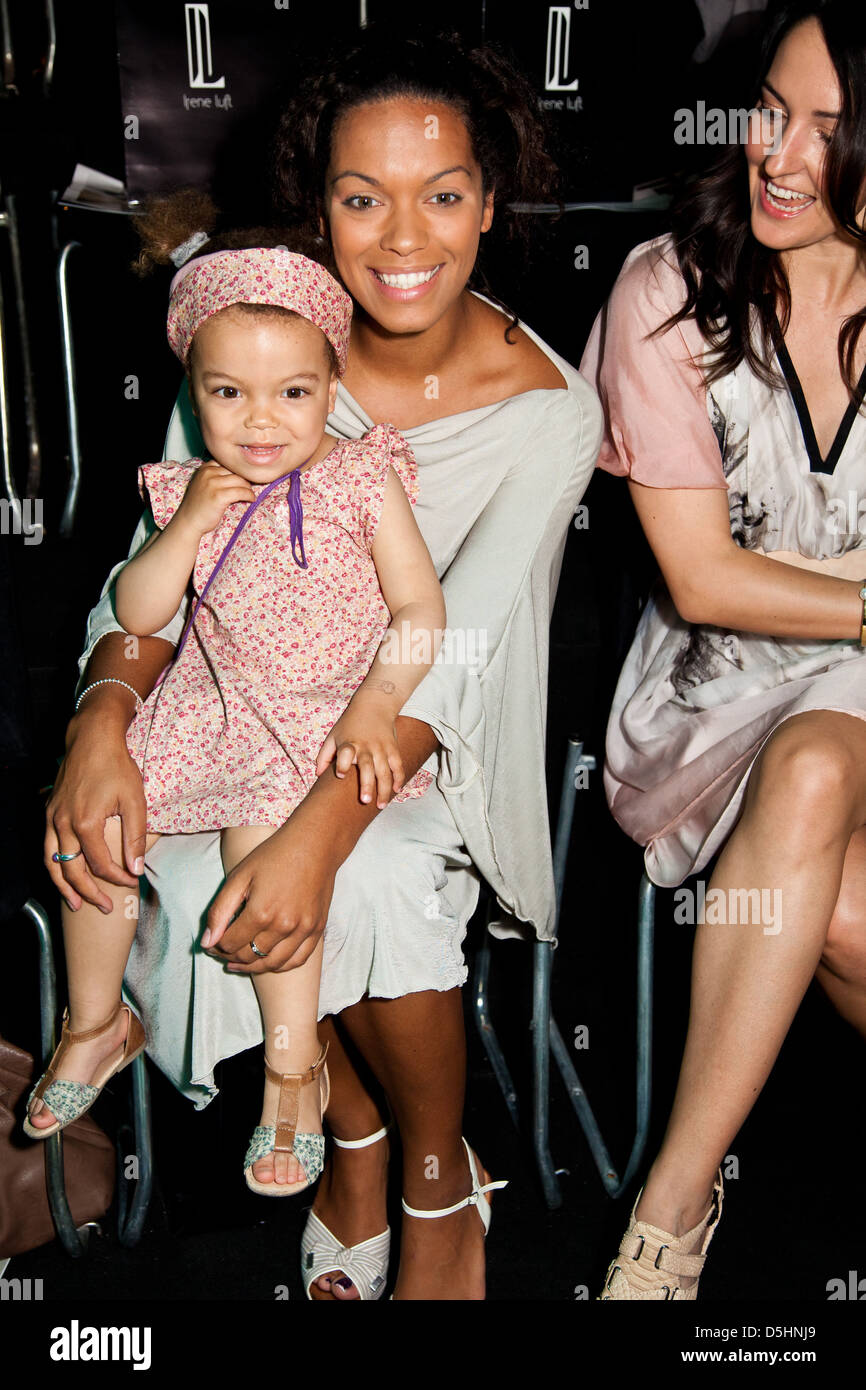 Rebecca Lina with her daughter and Johana Klum at Mercedes-Benz Fashion ...