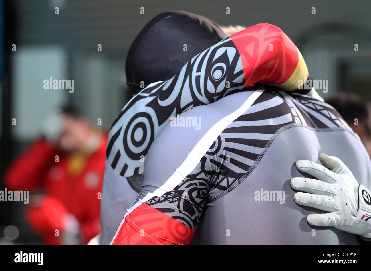 Andre Lange and Kevin Kuske (R) of Germany 1 celebrate after winning ...