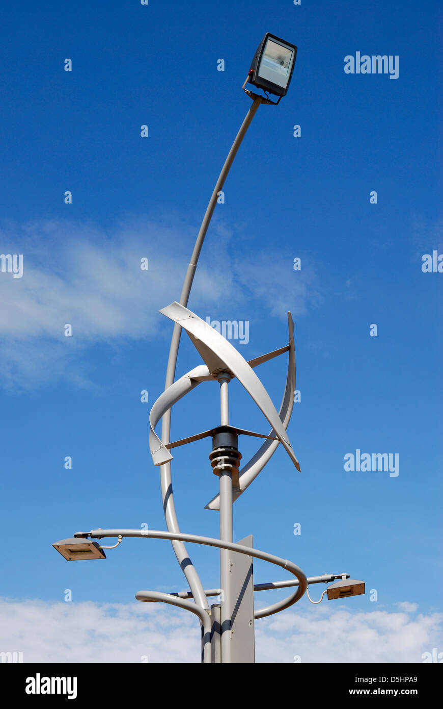 Wind powered streetlight on the seafront in Barcelona. Spain Stock ...