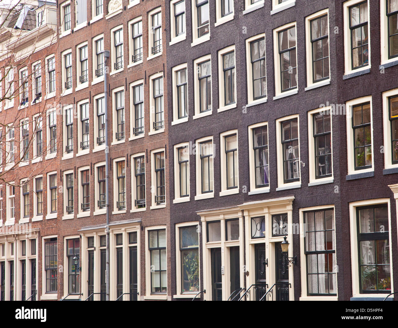 View at typical Dutch houses in Amsterdam, The Netherlands Stock Photo ...