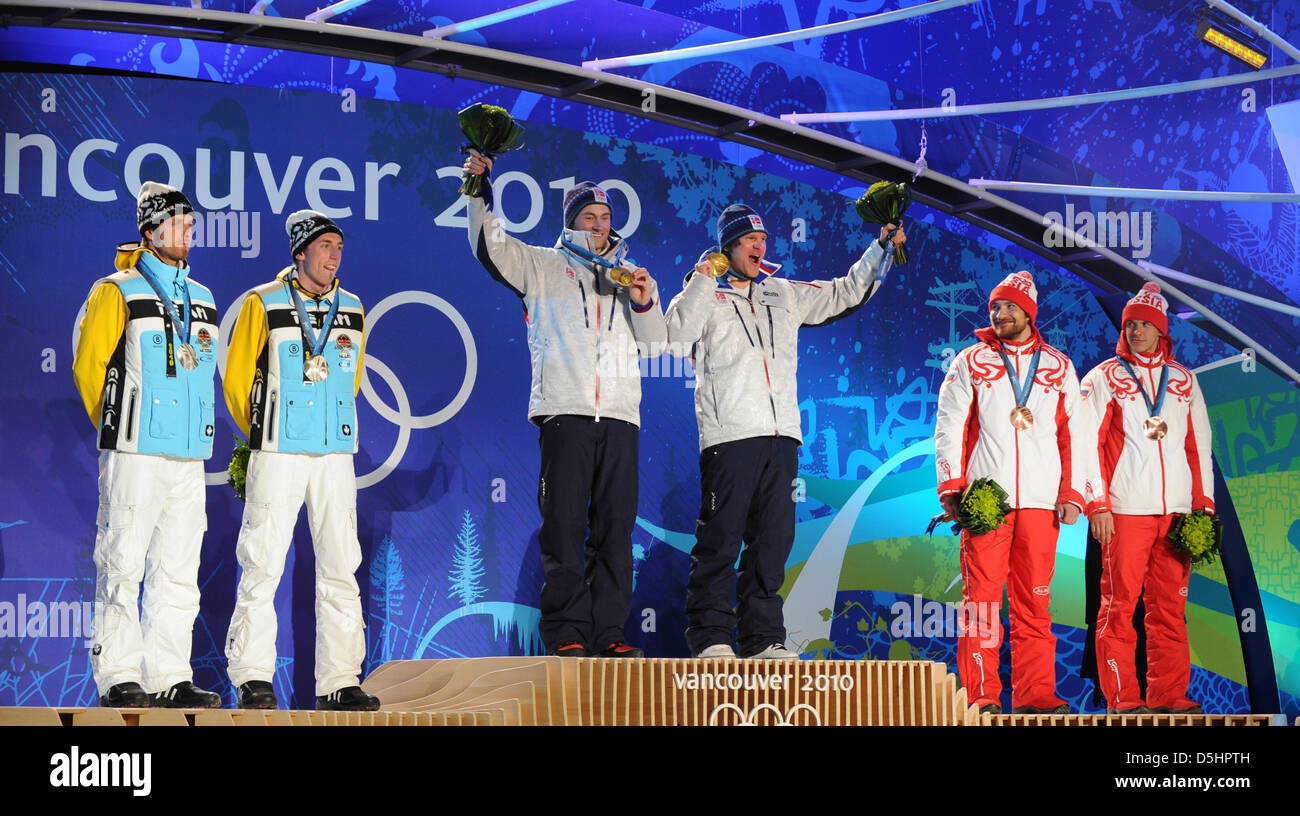 Cross Skiing Men's Team Sprint medalists second placed Axel Teichmann ...