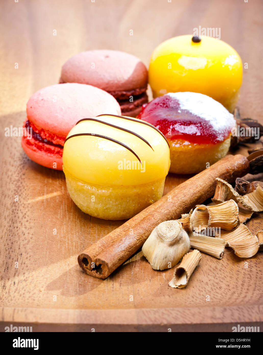 Small cakes on a wooden tray Stock Photo - Alamy