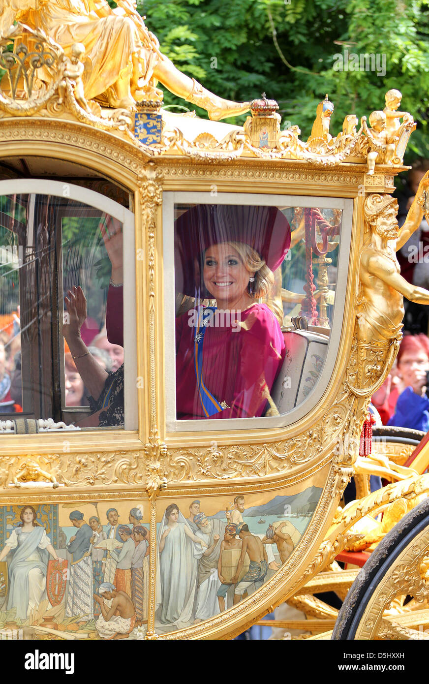 Dutch Crown Princess Maxima arrives in a carriage at palace Noordeinde ...