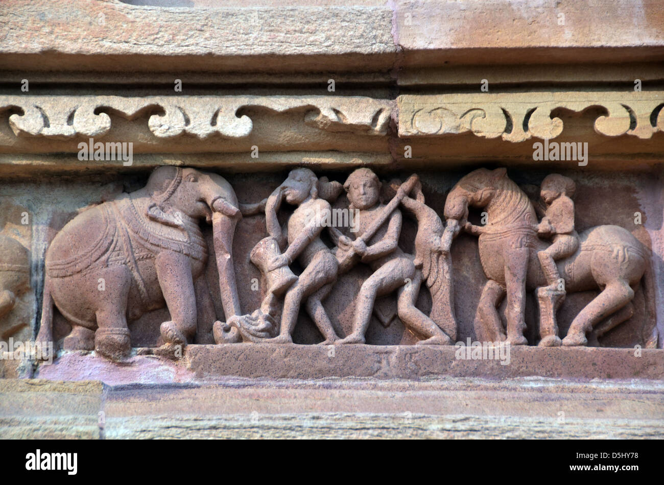 Hunting, carvings on temple walls at Khajuraho built during AD 930-950 ...