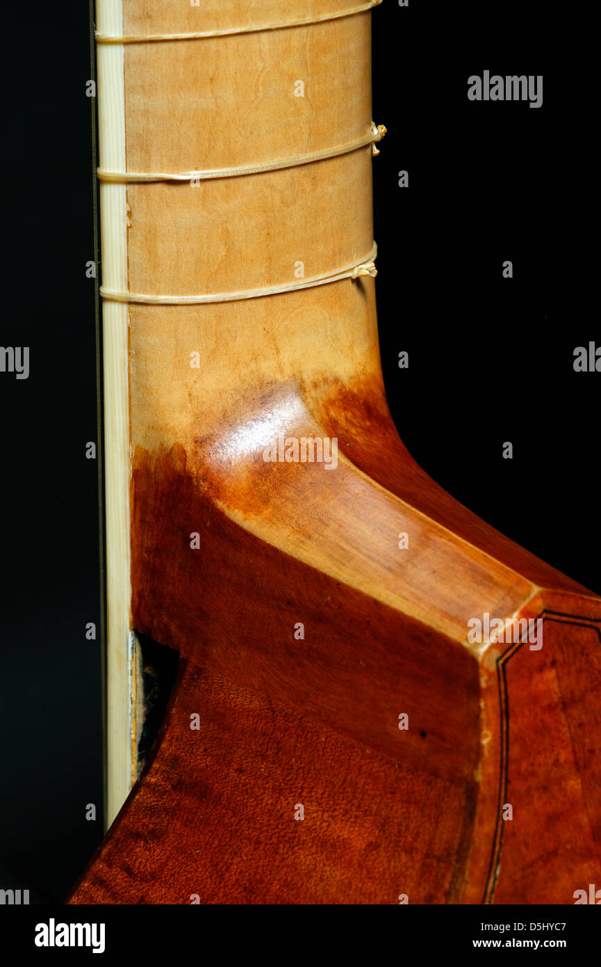 Detail of the neck of a seven-string bass viola da gamba Stock Photo ...